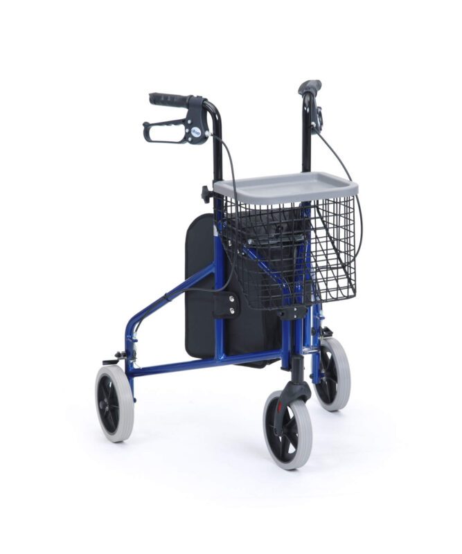 Aluminium Three Wheel Walker with Basket & Tray