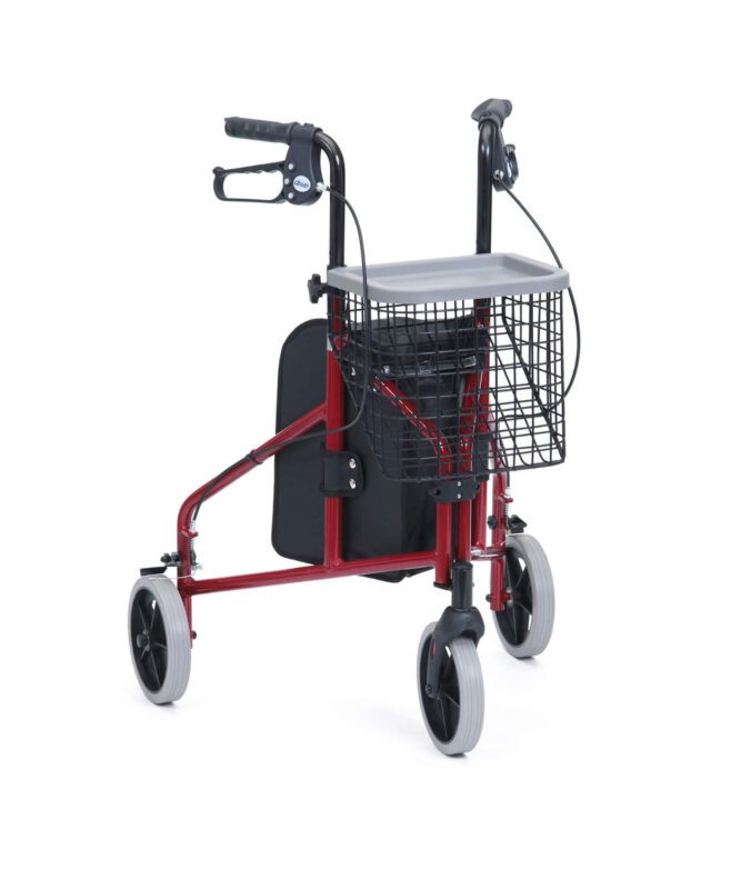 Aluminium Three Wheel Walker with Basket & Tray
